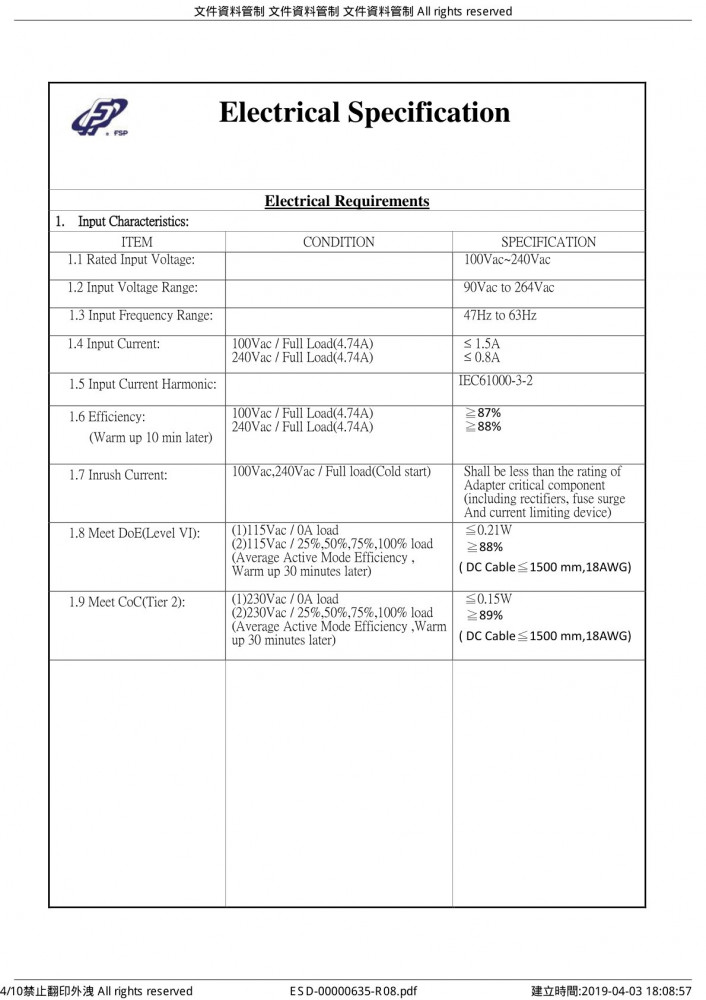 96PSA-A90W19OT-3 approval sheet, page 4