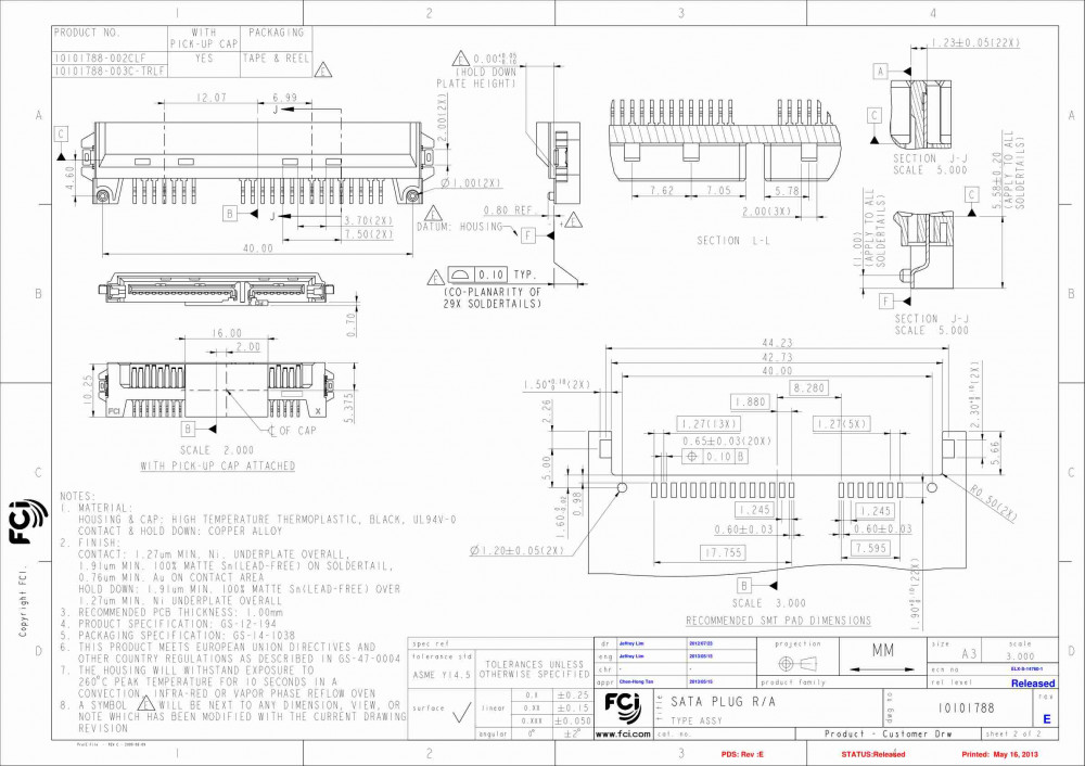 Amphenol 10101788-003C-TRLF drawing page 2