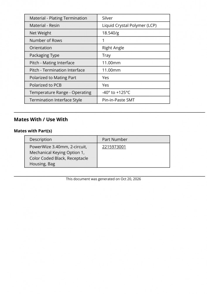 Technical document image 3 for MOLEX 2218873321