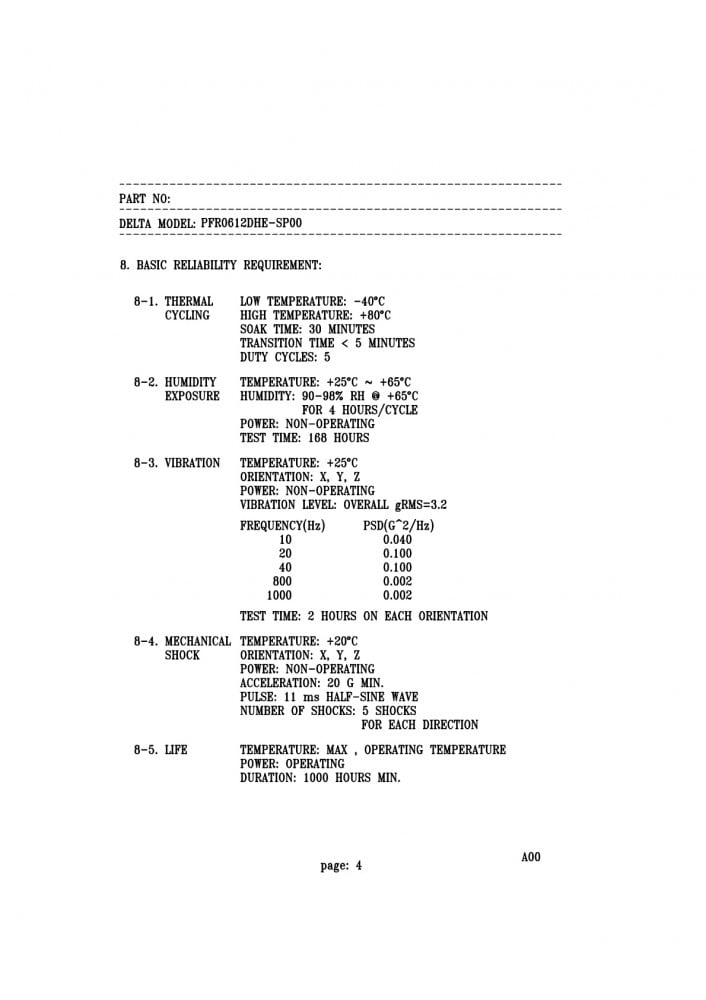 PFR0612DHE-SP00 specification page 6