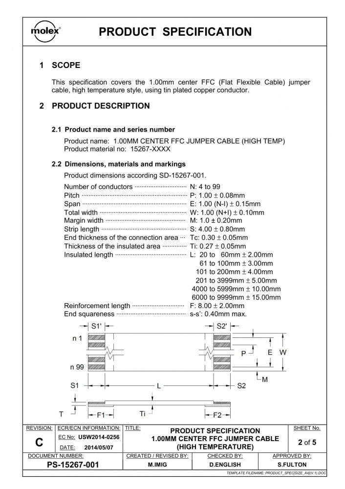 FFC jumper cable specification, page 2
