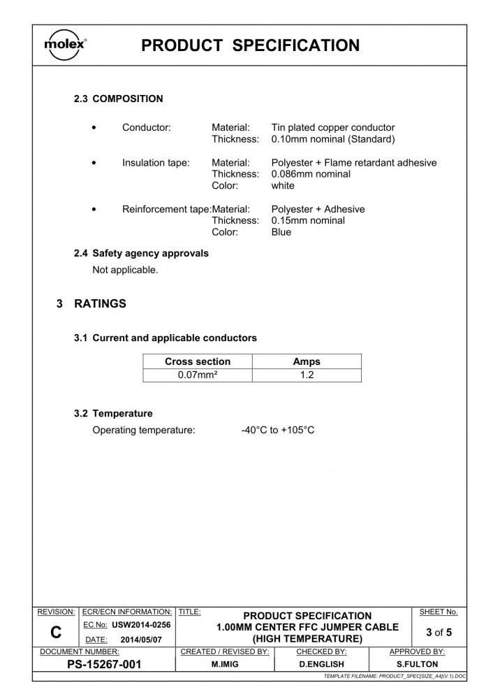 FFC jumper cable specification, page 3