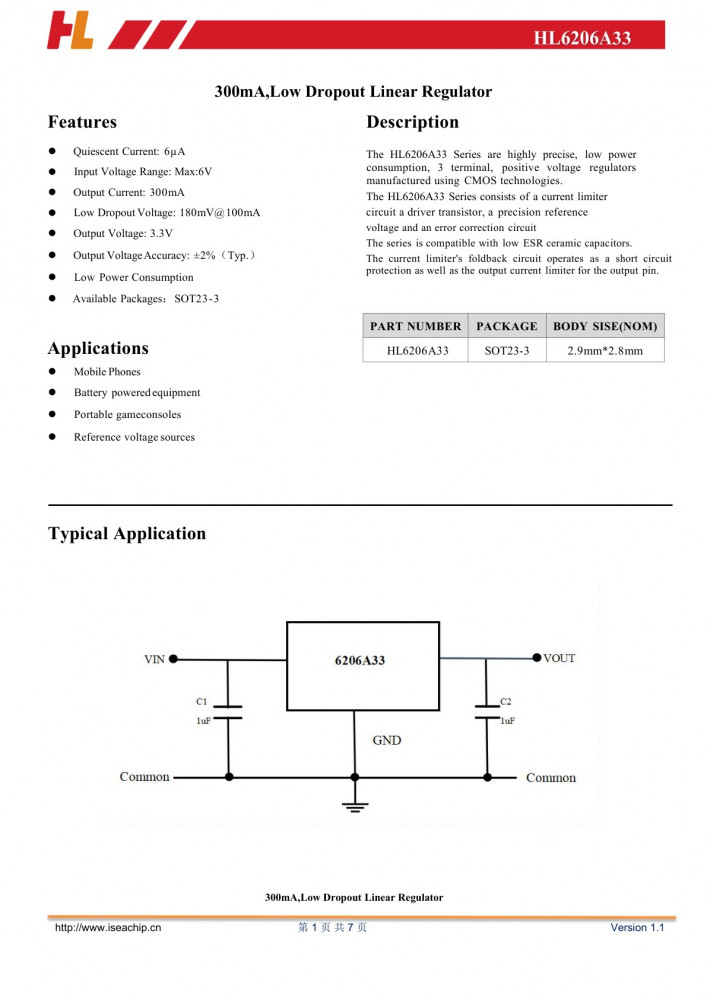 HL 6206A33 datasheet page 1