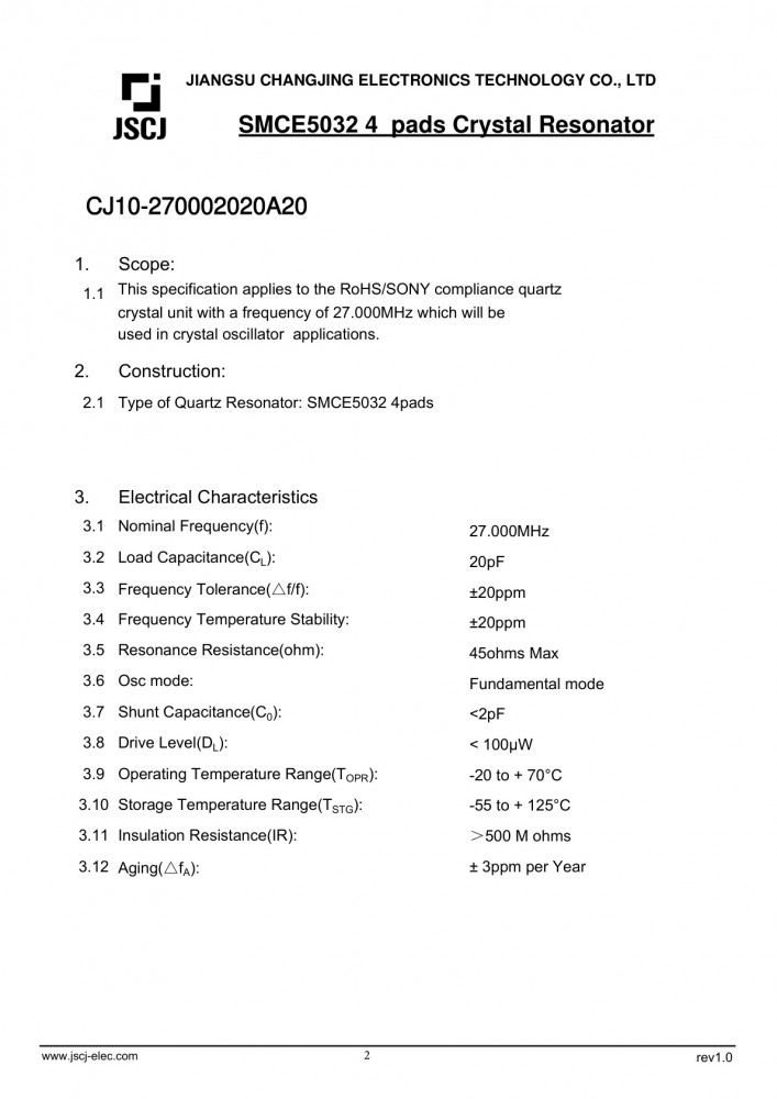 CJ10-270002020A20 specification page 2