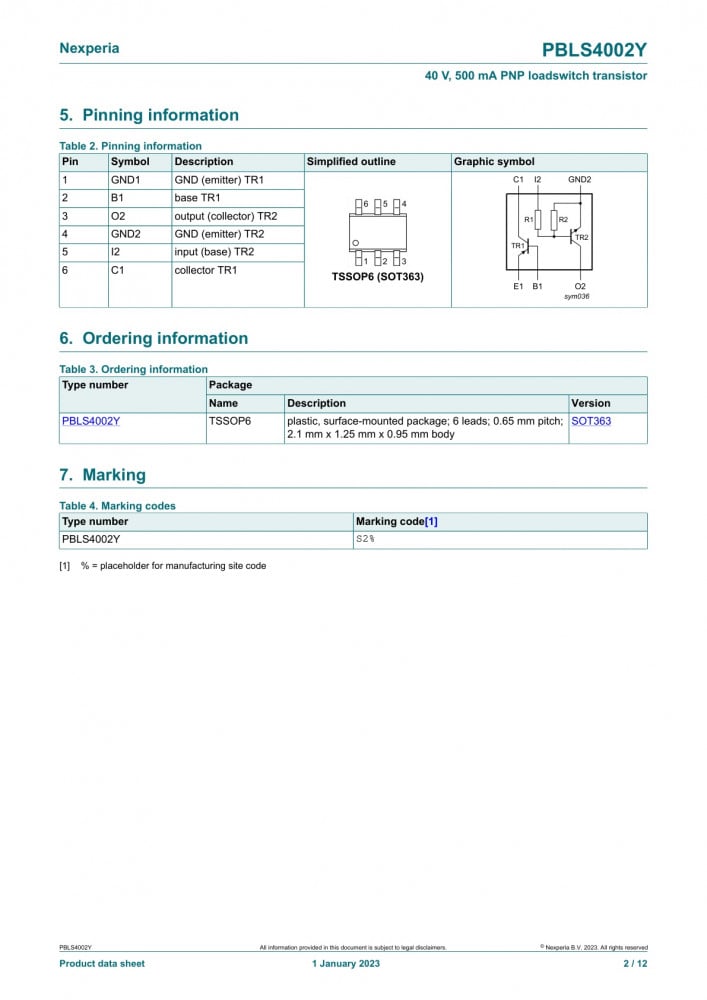 PBLS4002Y datasheet page 2