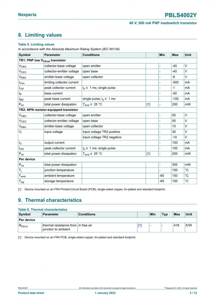 PBLS4002Y datasheet page 3