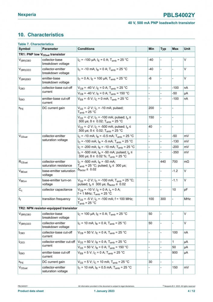 PBLS4002Y datasheet page 4