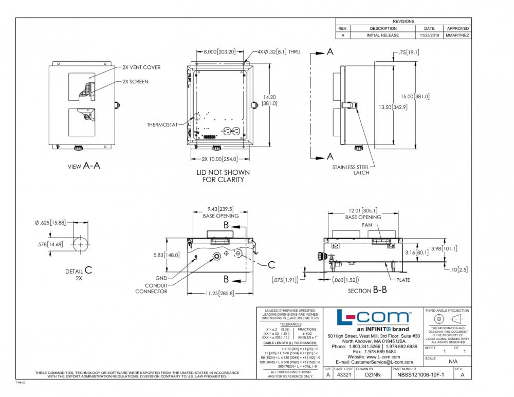 L-com NBSS121006-10F-1 technical document page