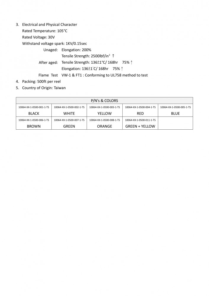CNC Tech 10064 series part number and color reference