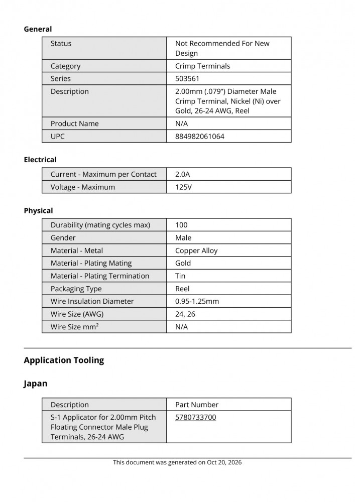 MOLEX 5035610000 technical document image, page 2