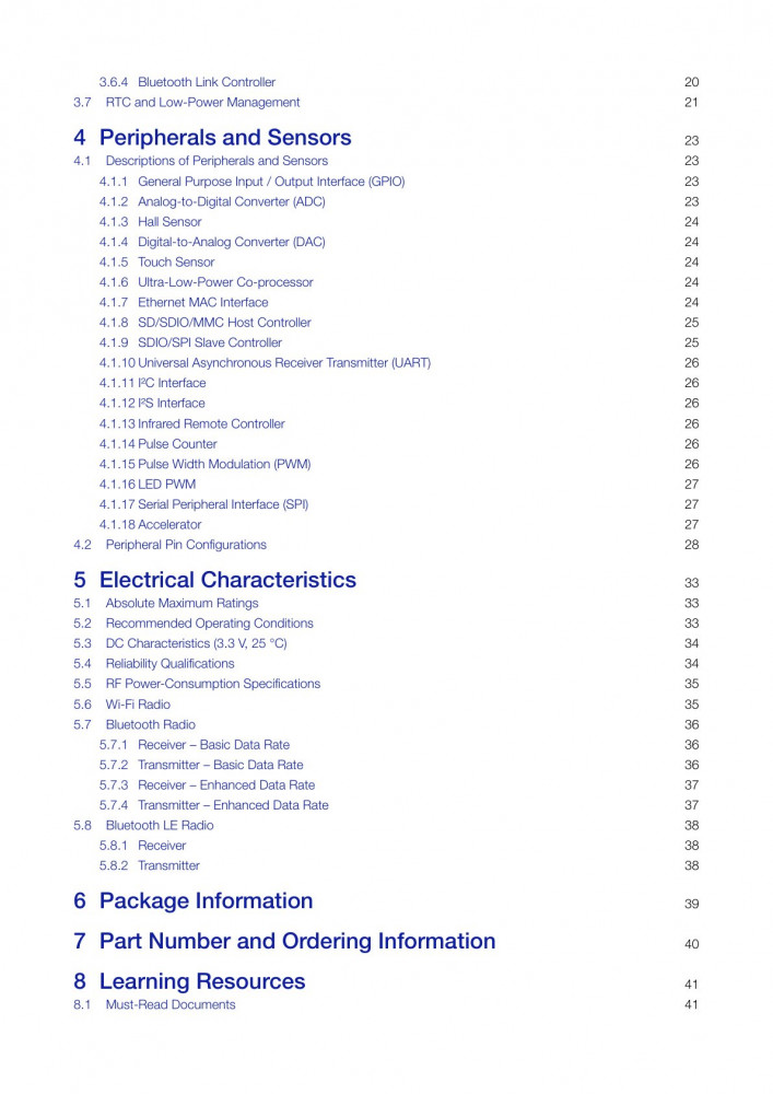 ESP32 datasheet page 4