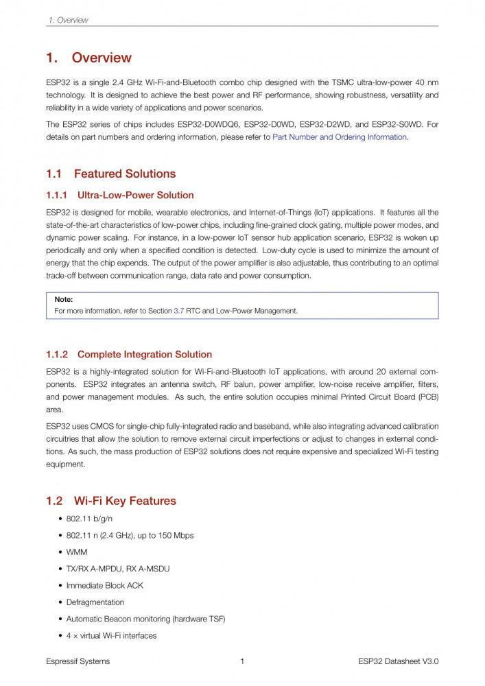 ESP32 datasheet page 8