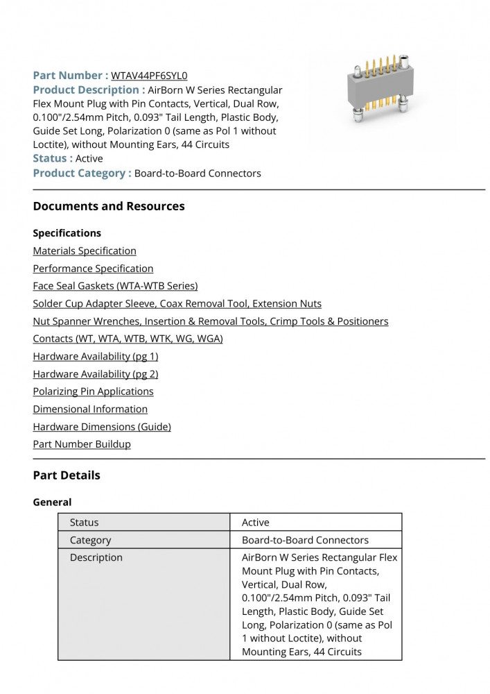 WTAV44PF6SYL0 technical document page 1