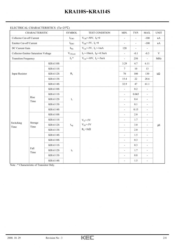 KEC KRA110S datasheet page 2
