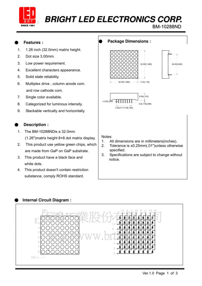 BM-10288ND technical document page 1