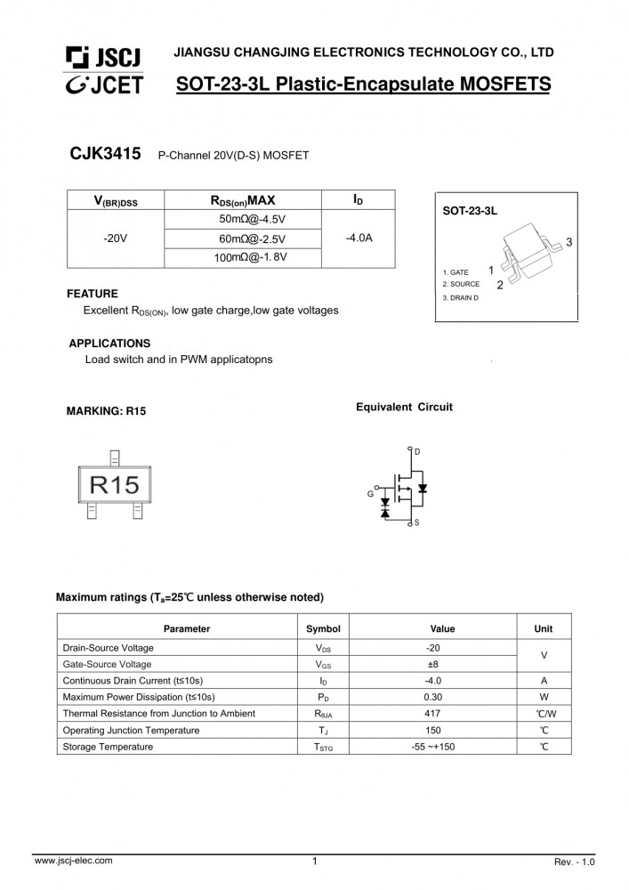 CJK3415 datasheet page 1