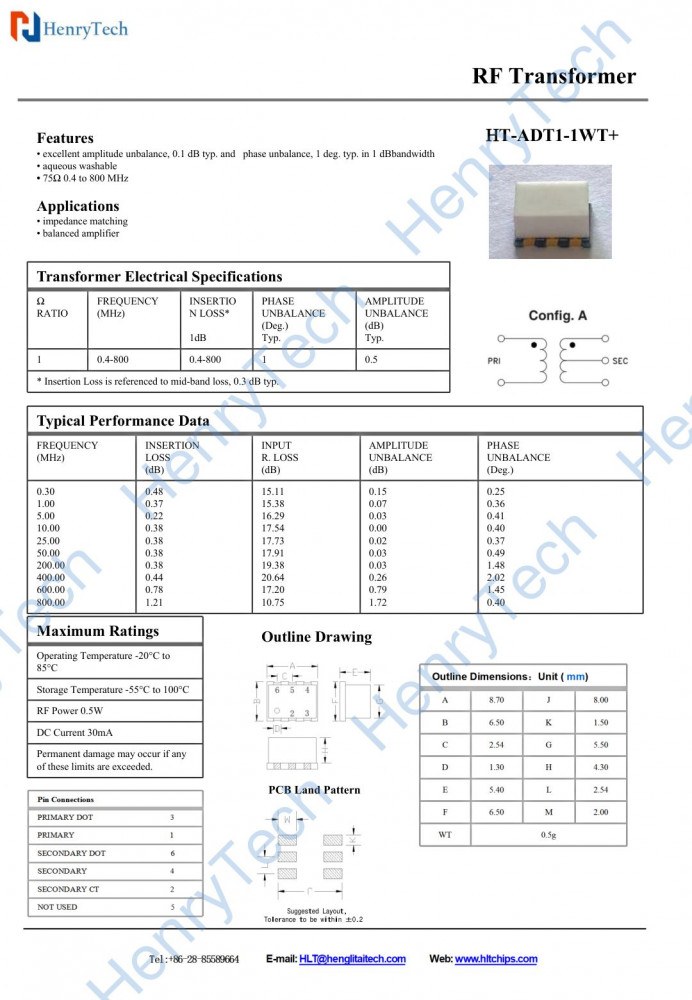 HT-ADT1-1WT+ technical document page