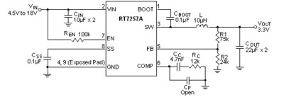 RT7257A - 3A, 18V, 340kHz Synchronous Step-Down Converter for sale