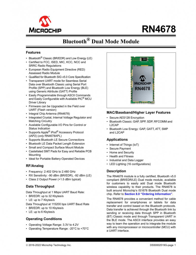 RN4678 technical document page 1