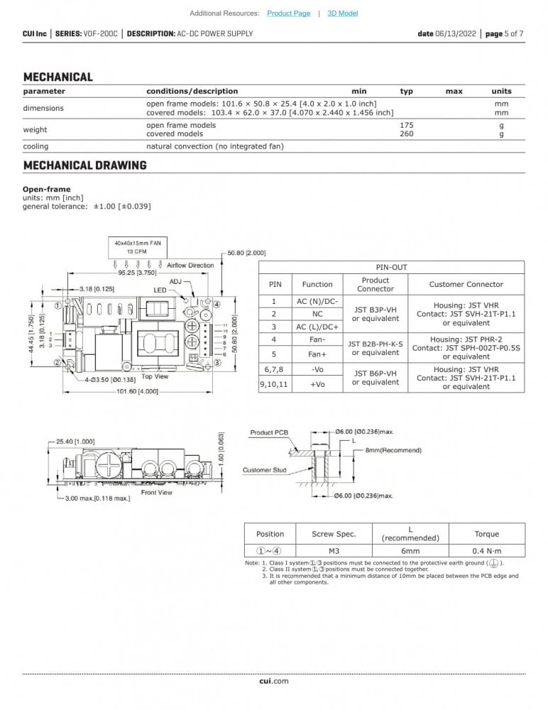 VOF-200C series datasheet page 5