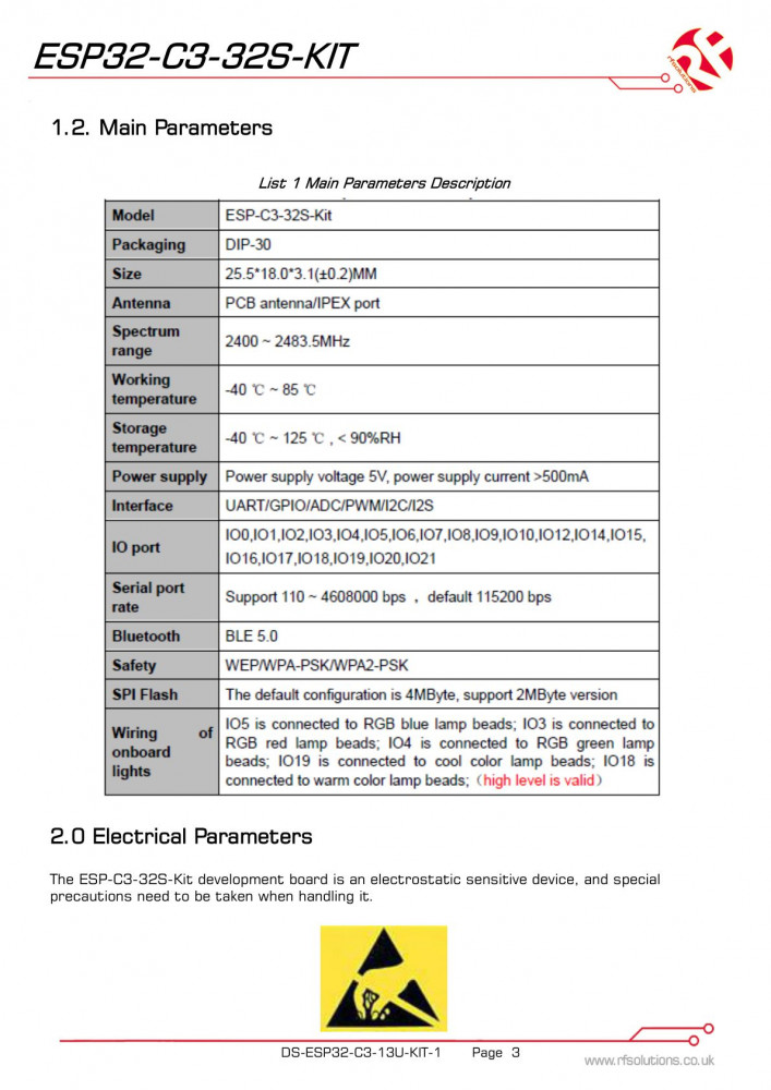 ESP32-C3-32S-KIT technical document page 3