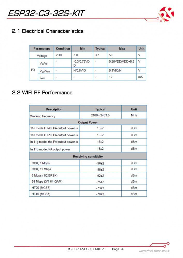 ESP32-C3-32S-KIT technical document page 4