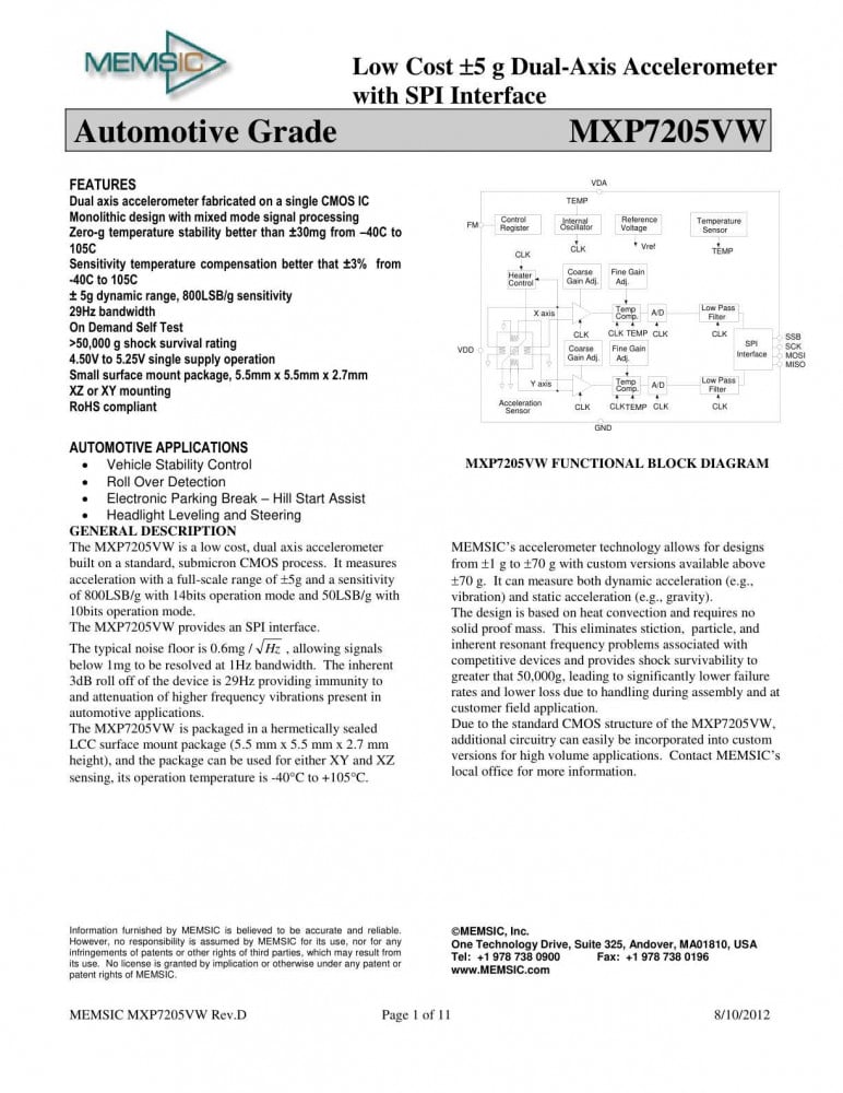 MXP7205VW-B datasheet page 1