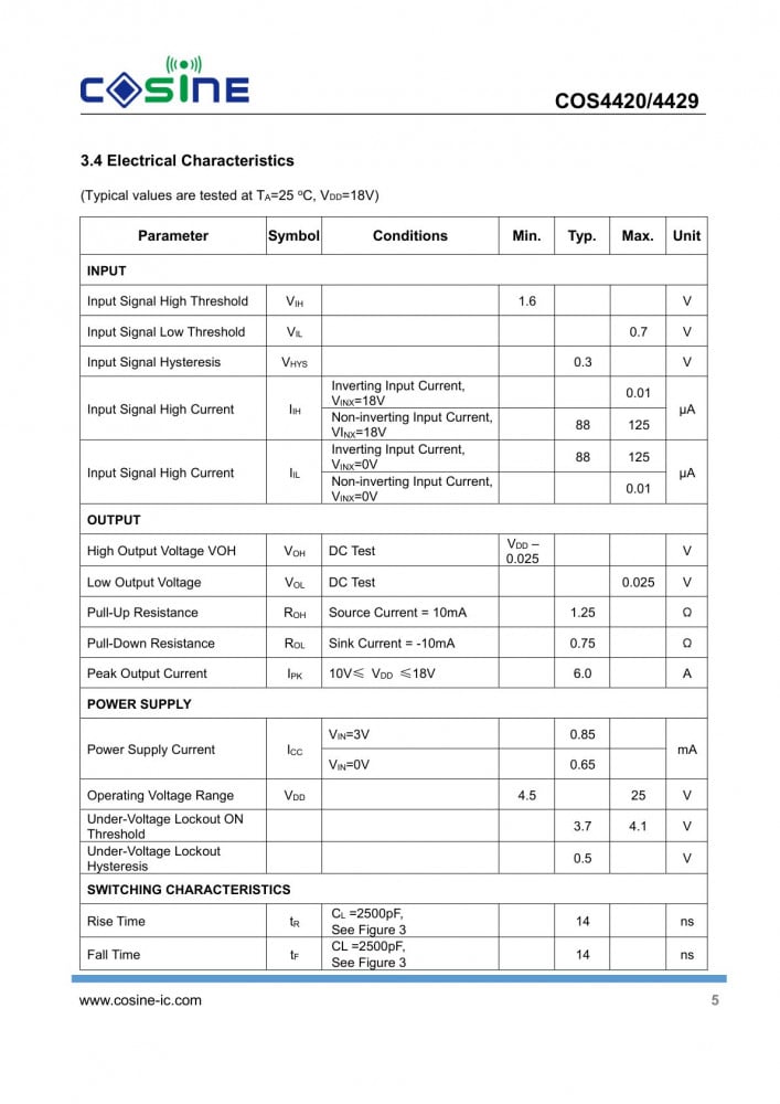 COS4429SR datasheet page 5