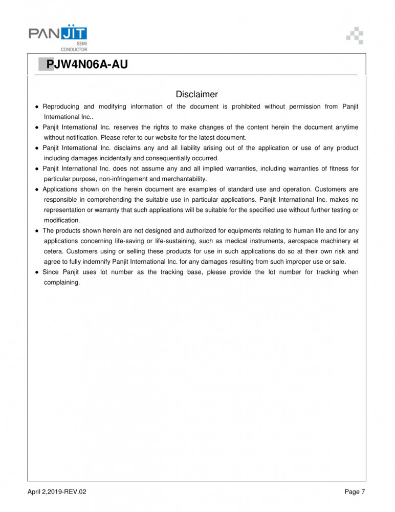 PJW4N06A-AU datasheet page 7