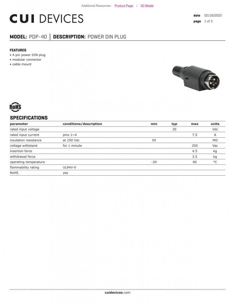 CUI PDP-40 technical document page 1