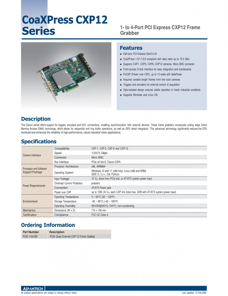 PCIE-1164-BE product documentation page