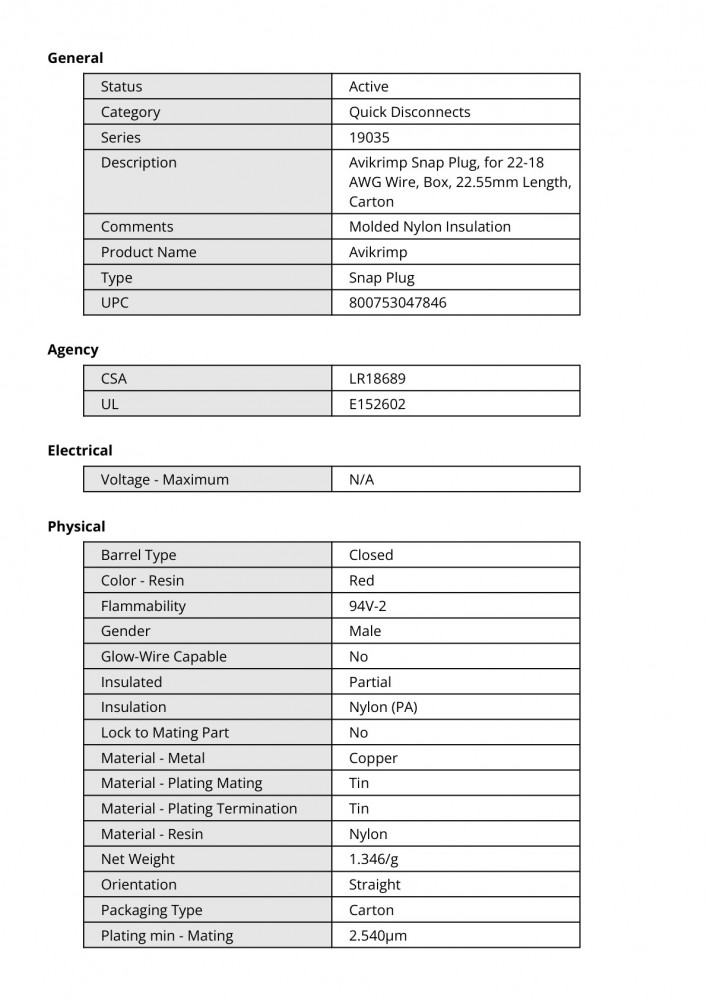 MOLEX 190350003 product document image, page 2