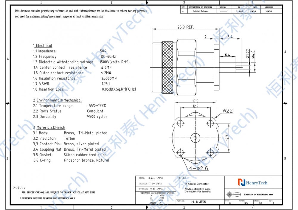 HL-N-JFD5 technical document page