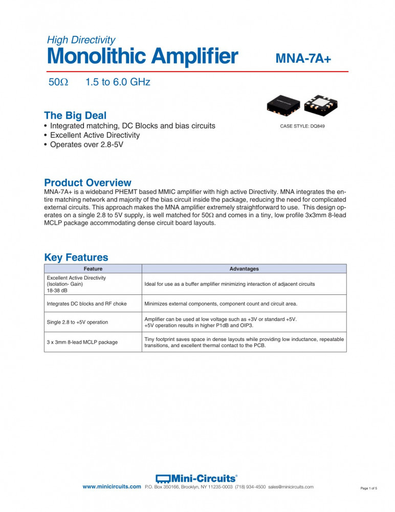 MNA-7A+ datasheet page 1