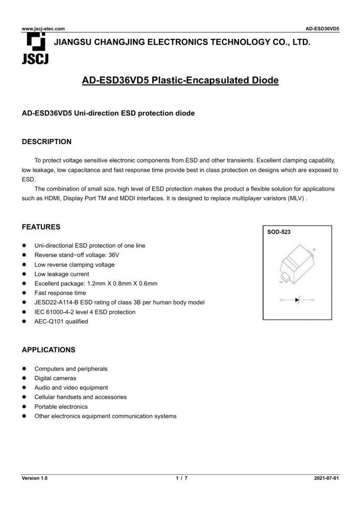 AD-ESD36VD5 datasheet page 1