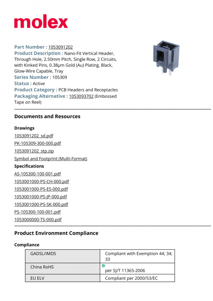 Nano-Fit product specification, page 1
