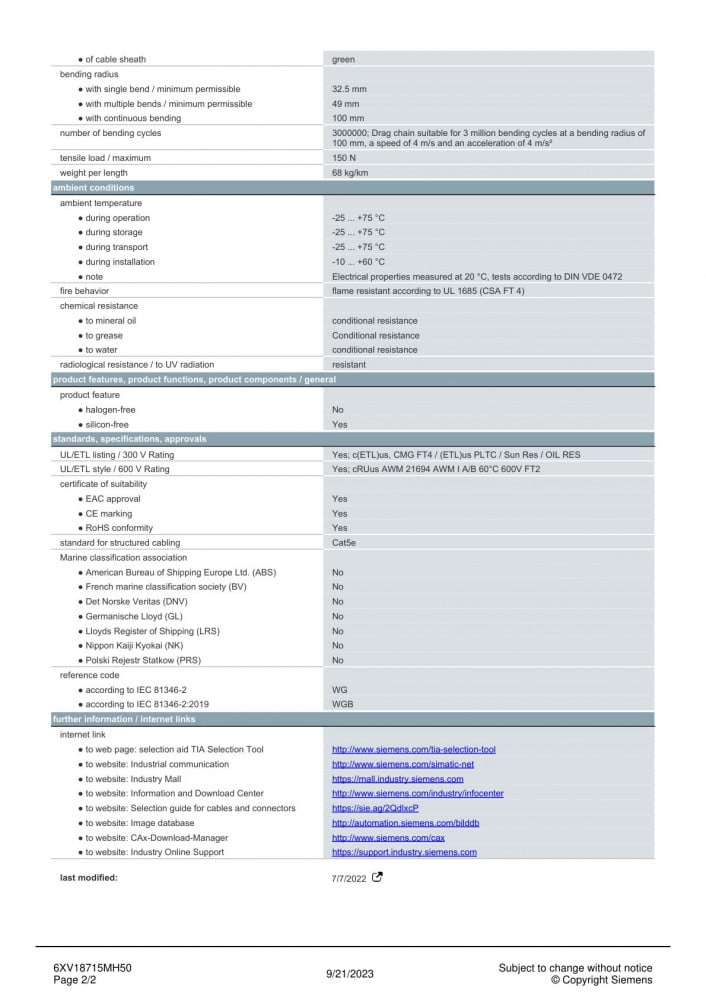 SIEMENS 6XV18715MH50 datasheet page 2