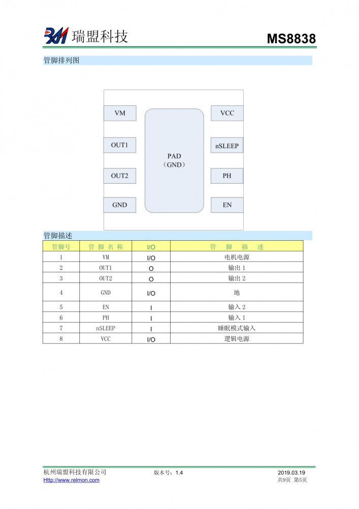 MS8838 technical document page 5