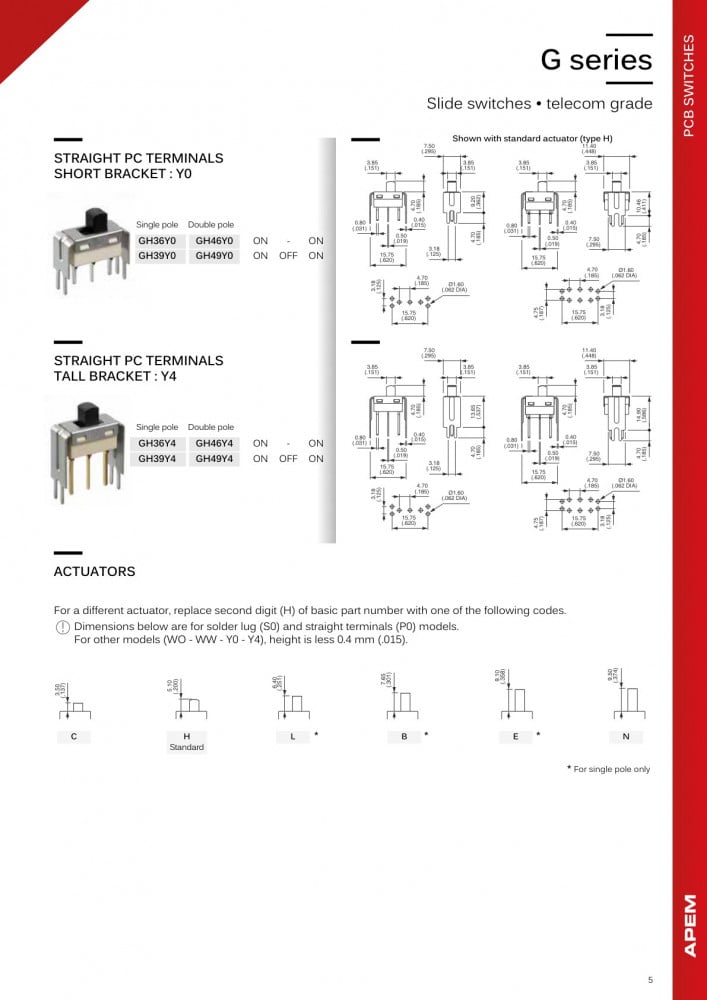 APEM G series datasheet page 5
