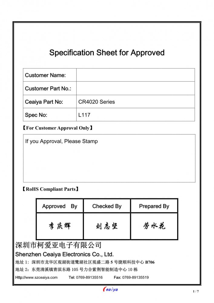CR4020-2R2M datasheet page 1