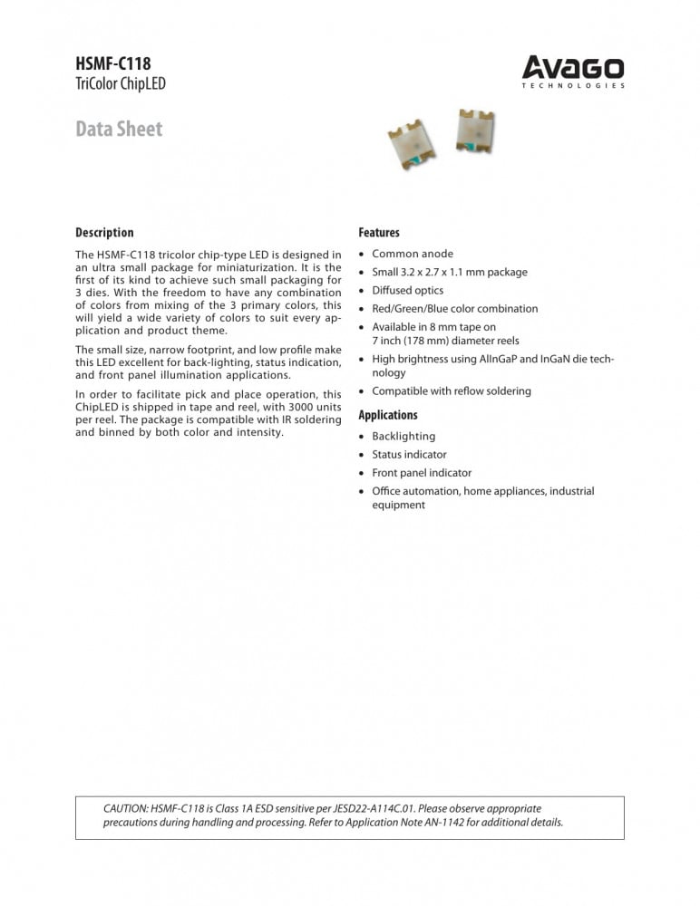 HSMF-C118 datasheet page 1