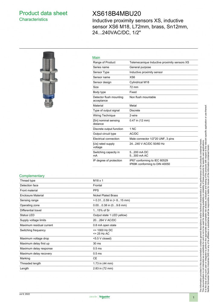 XS618B4MBU20 documentation page 1