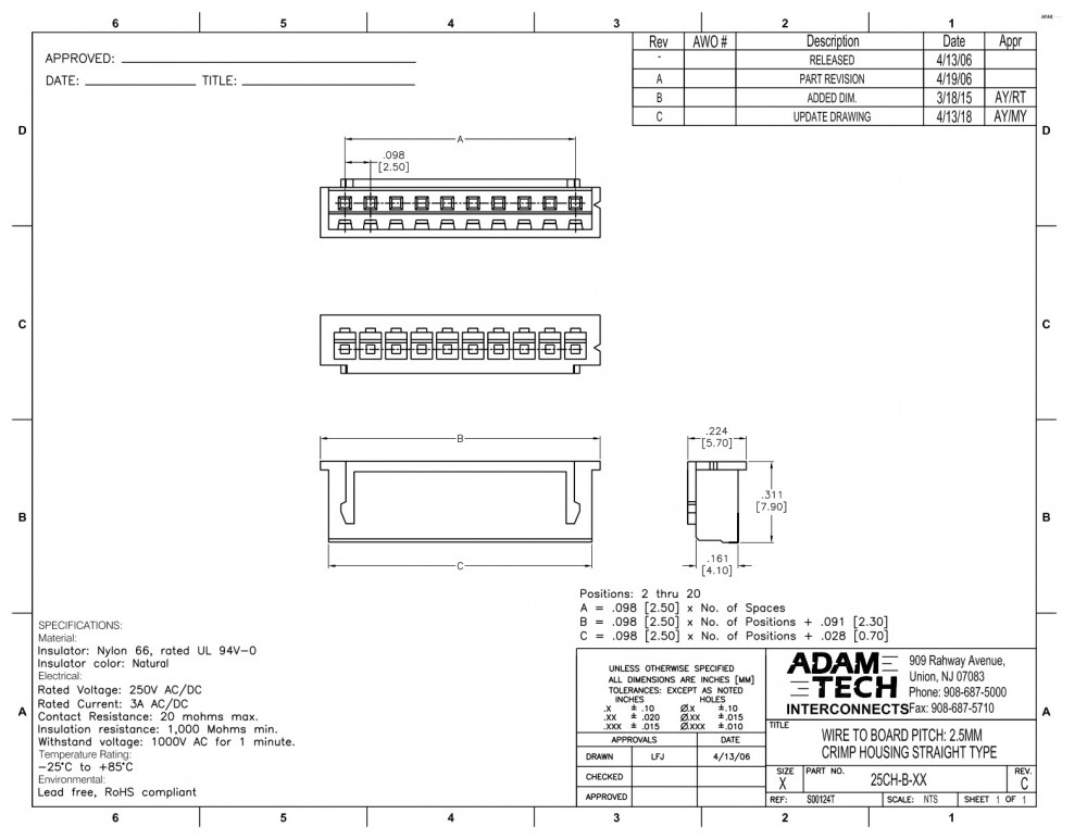 ADAM TECH 25CH-B-06 technical drawing preview