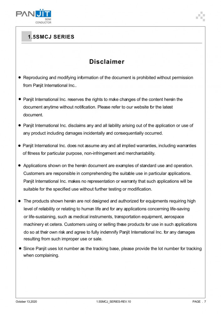 PANJIT 1.5SMCJ series datasheet page 7