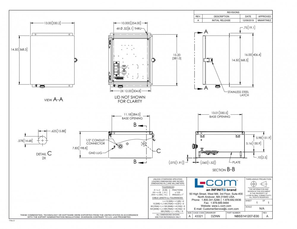 L-com NBSS141207-E00 engineering drawing