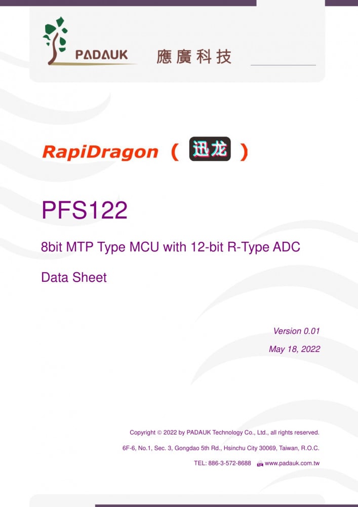 PFS122 datasheet page 1