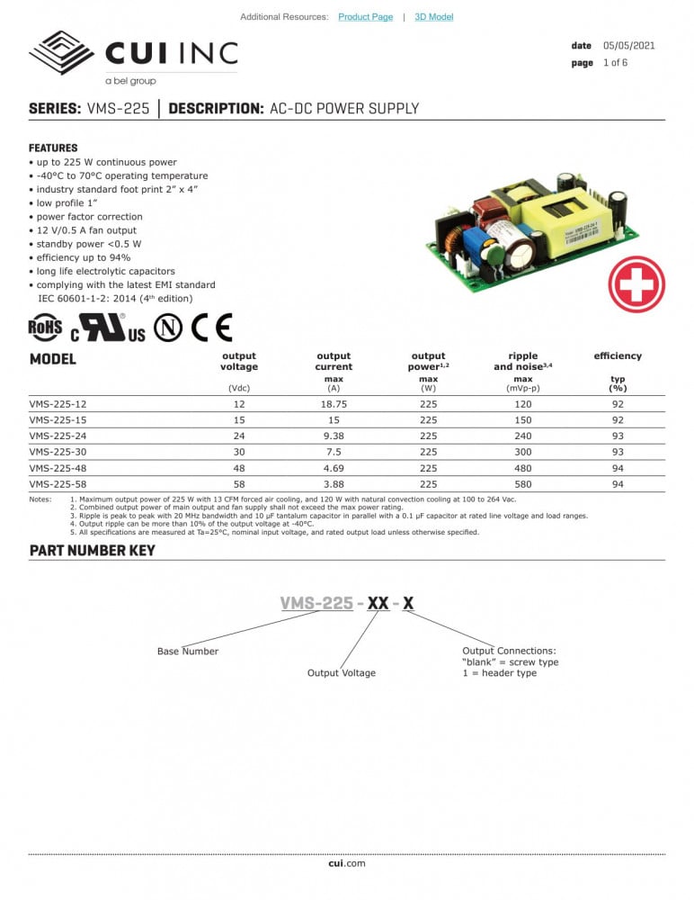 VMS-225 datasheet page 1