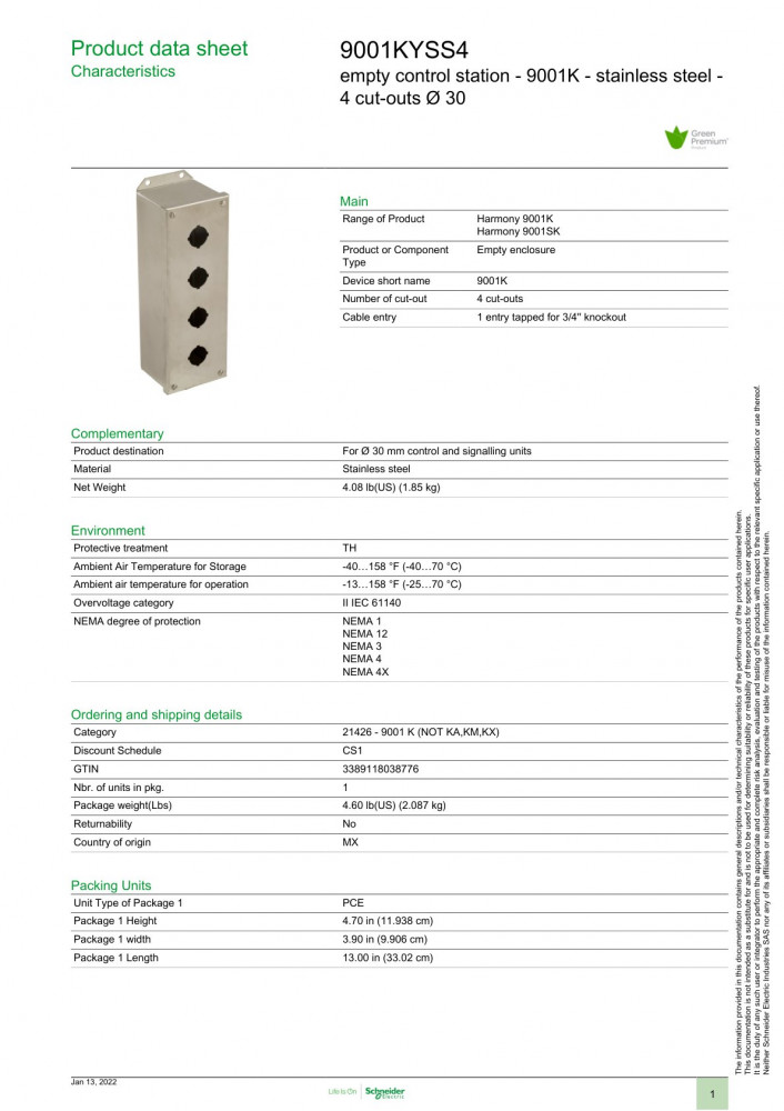 9001KYSS4 technical document page 1
