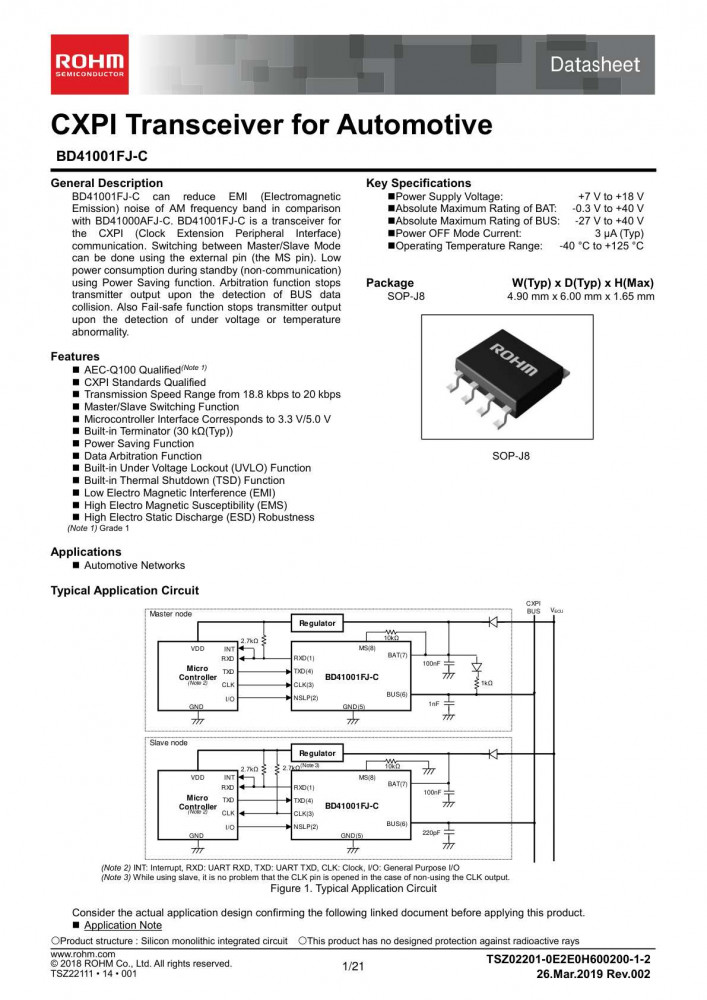 BD41001FJ-CE2 technical document page 1