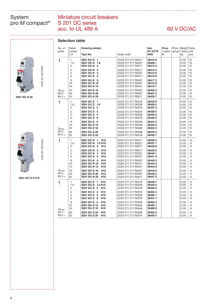 ABB S201-Z10A technical document page 6